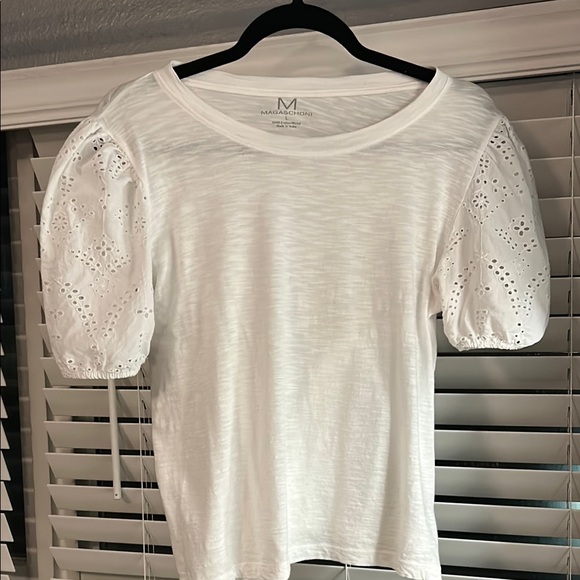 Magaschoni | Tops | Magaschoni Cream Puff Sleeve Fitted Top | Poshmark